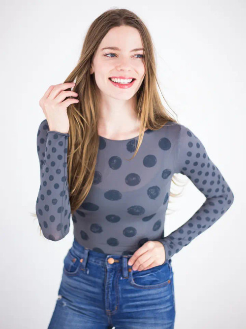 AMB Designs Black Pearl Grunge Polka Dot Top - New Moon Boutique