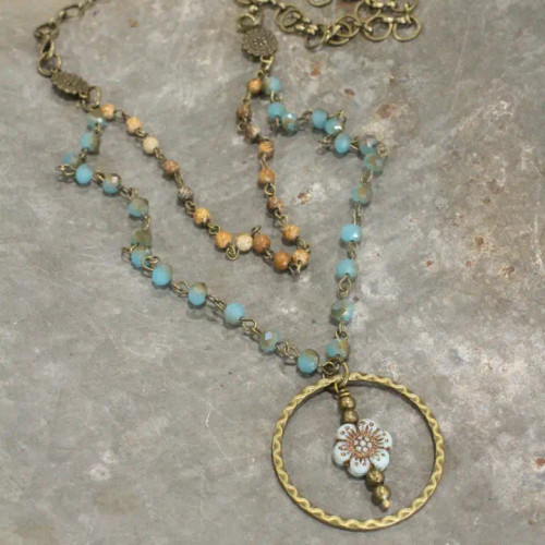 Primitive Peddler Picasso Wildflower Glass Bead Necklace - New Moon ...