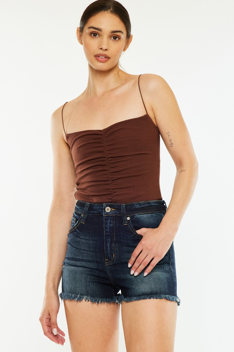 High Rise Denim Shorts - Dark Stone - Farron Elizabeth