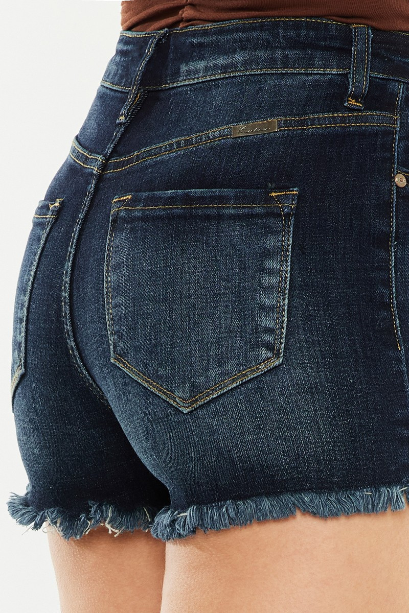 High Rise Denim Shorts - Dark Stone - Farron Elizabeth