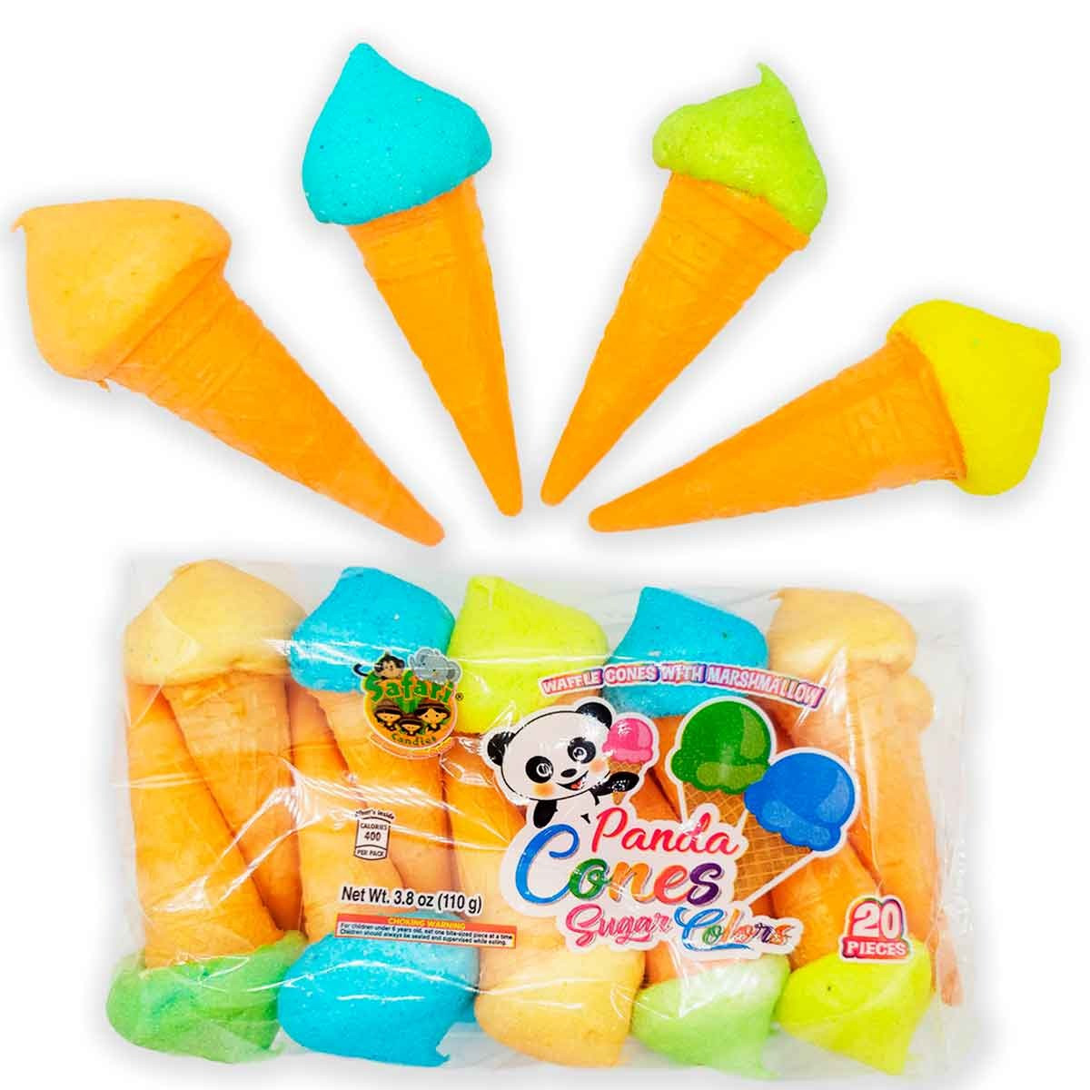 Safari PandaCone "Sugar Colors" 20-Pieces Pack | Buy at My Mexican Candy