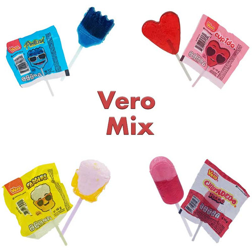 Vero Lollipops Pinta Azul Brocha 40-Pieces Pack | Buy at My Mexican Candy