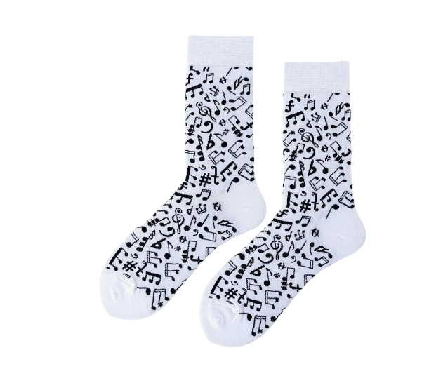 Black & White Music Notes Socks