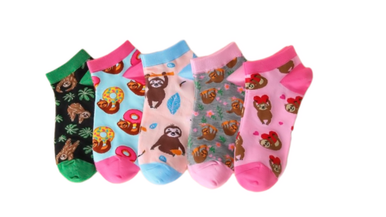 Ladies Sloth Ankle Socks 5 Pack - Sock Boutique