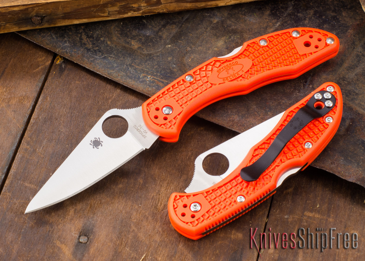 Spyderco: Delica 4 Lightweight - Orange FRN - VG-10 - C11FPOR | All ...