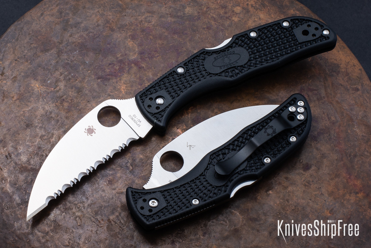 Spyderco: Matriarch 2 - Black FRN - Emerson Wave - Serrated Black Blade ...