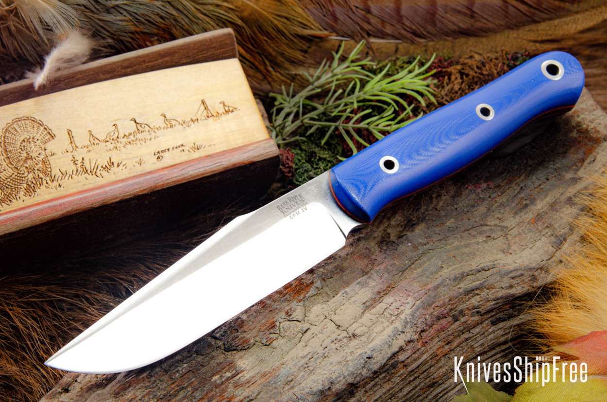 Bark River Knives: Ultralite Field Knife - CPM 3V - Blue Glow G-10 ...