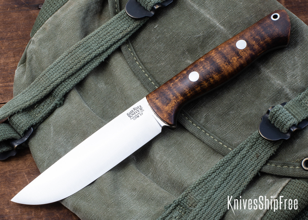 Bark River Knives: Bravo 1.25 LT - CPM 3V - Rampless - Dark Curly Maple #2