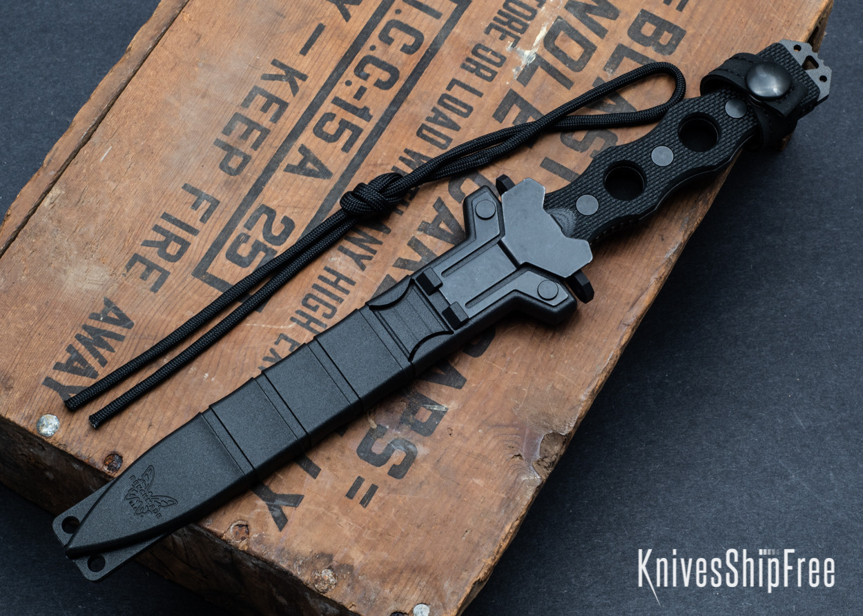 Benchmade Knives: 185SBK SOCP Fixed Blade - Textured Black G-10 - CPM ...