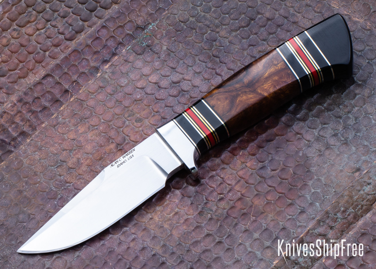 Alan Warren Custom Knives: #2534 Utility Hunter - IronwoodBurl - Red ...