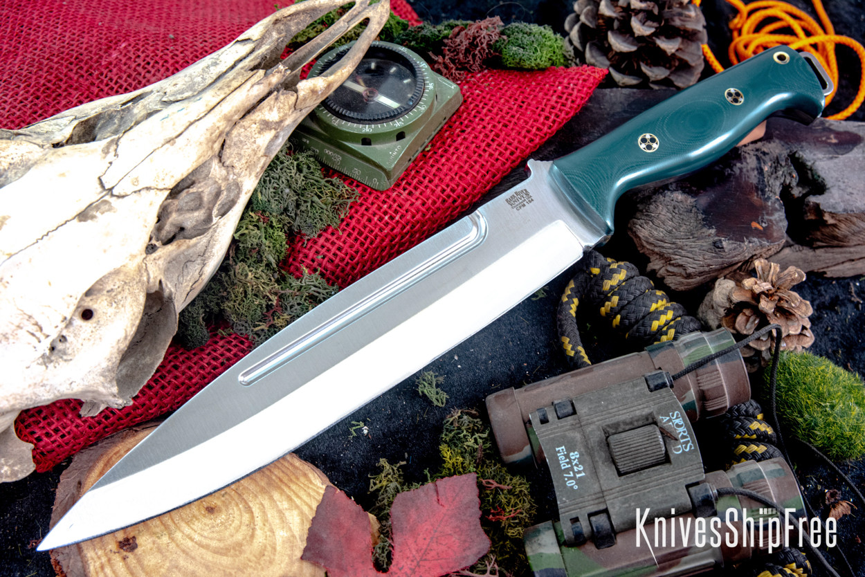 Bark River Knives: Pig Sticker - CPM-154 - Forest Green G-10 - Mosaic Pins