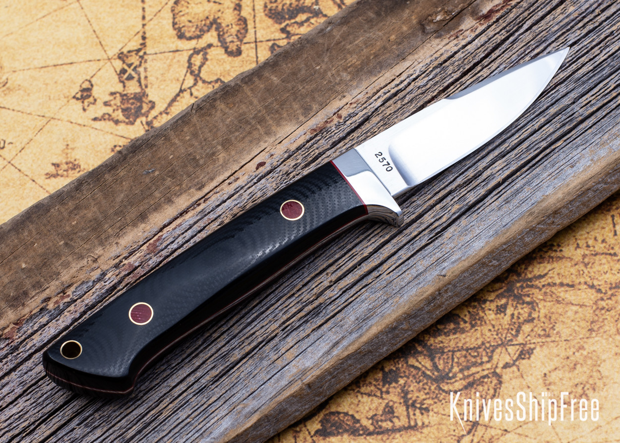 Alan Warren Custom Knives: #2570 Bird & Trout - Black G10 - Red G10 ...