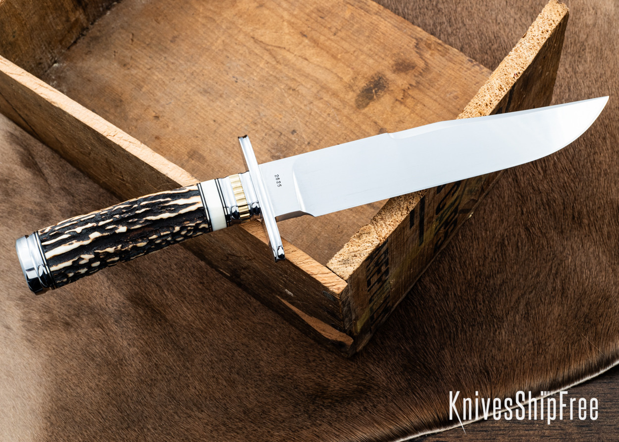 Alan Warren Custom Knives: #2625 Southwest Bowie- Sambar Stag - Fossil ...