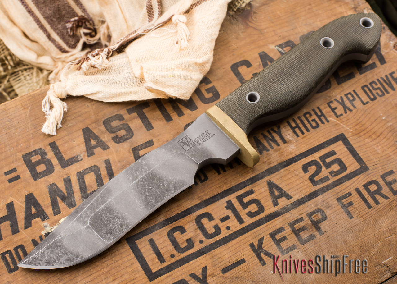 Buy Vehement Knives: Omega - OD Canvas Micarta - #41