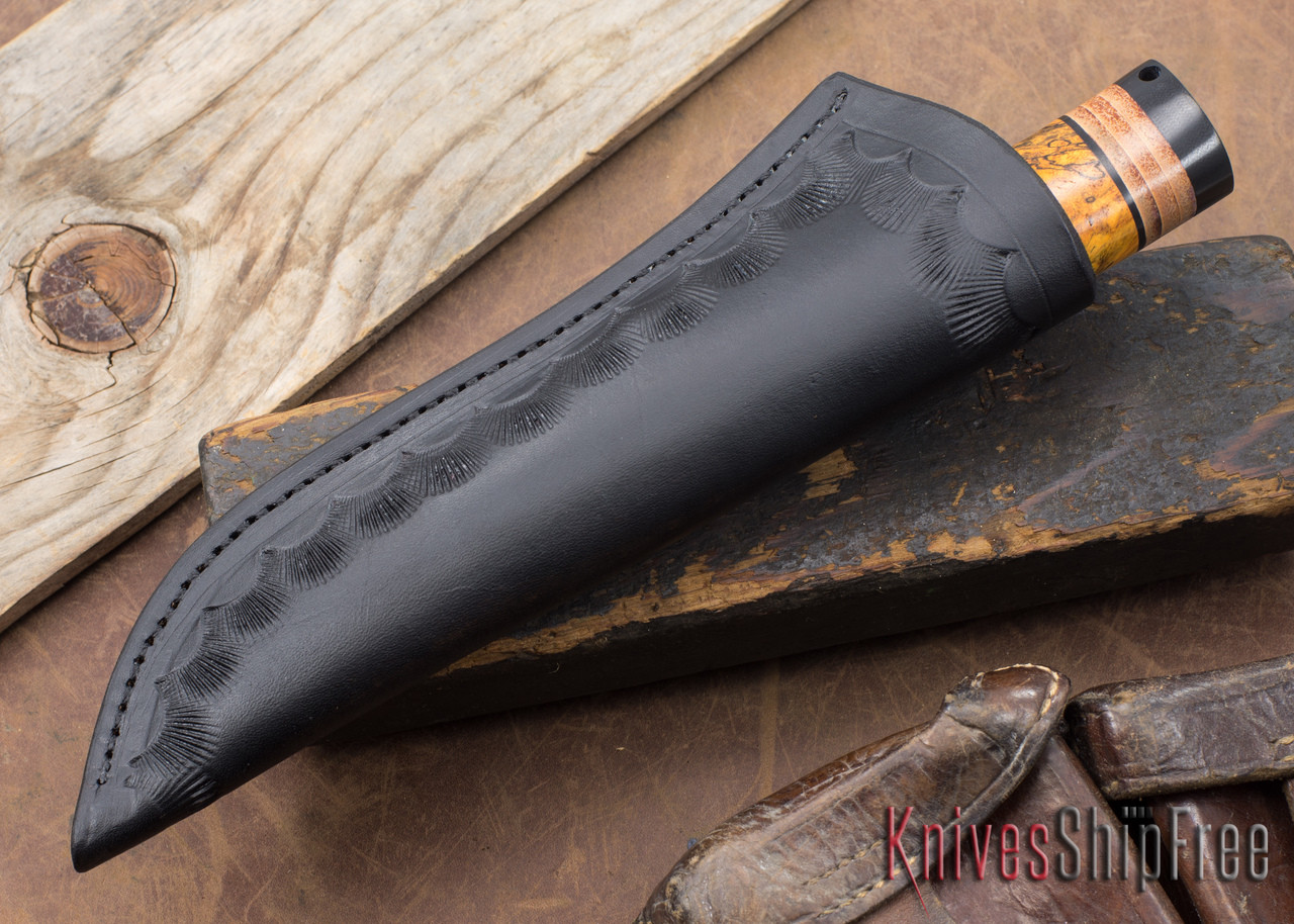 Cross Knives: Bushcrafter HV - Hidden Tang - Stacked Leather & Dyed ...