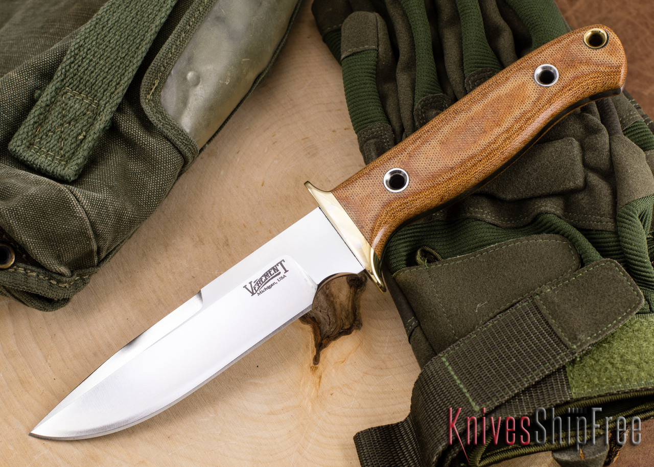 Vehement Knives: Kuto Misa - Natural Canvas Micarta - Polished