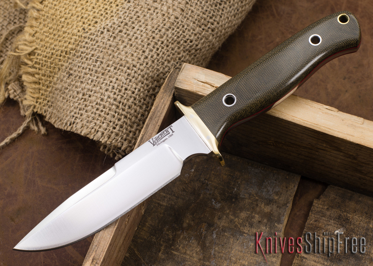 Vehement Knives: Kuto Misa - OD Green Canvas - Red Liner - Brass Guard ...