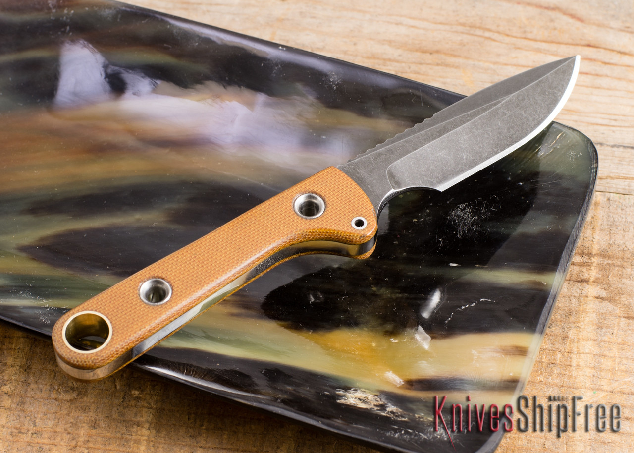 Vehement Knives: Grunt - Natural Canvas Micarta - Blackwash #281