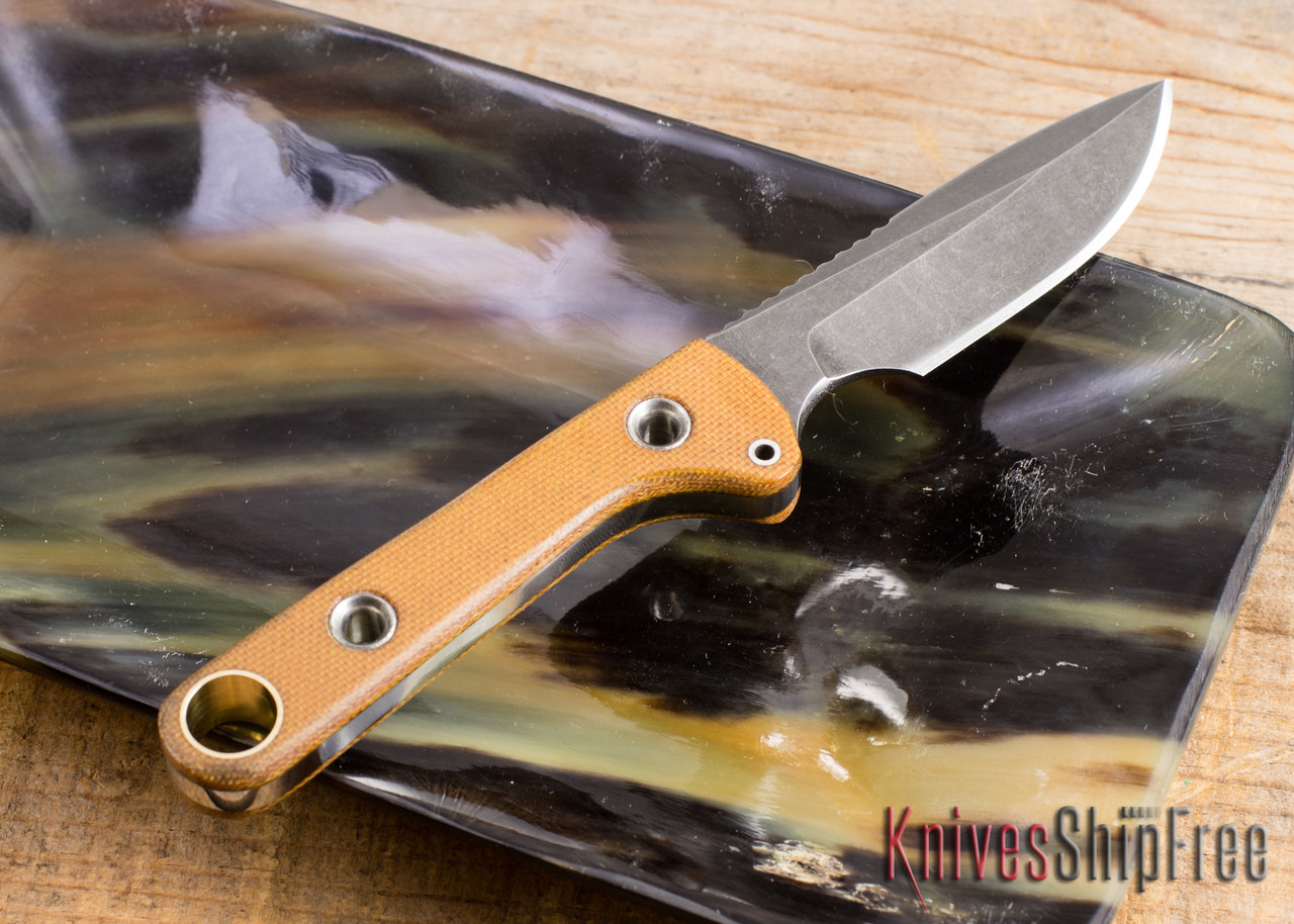 Vehement Knives: Grunt - Natural Canvas Micarta - Blackwash #284