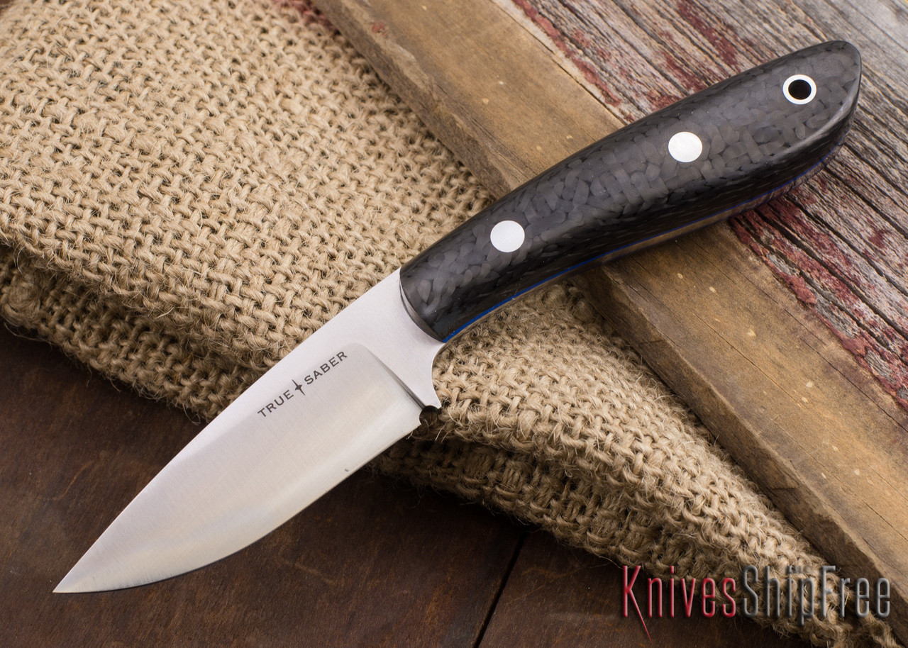 True Saber Knives: Ottawa - Black Carbon Fiber - Blue Liners