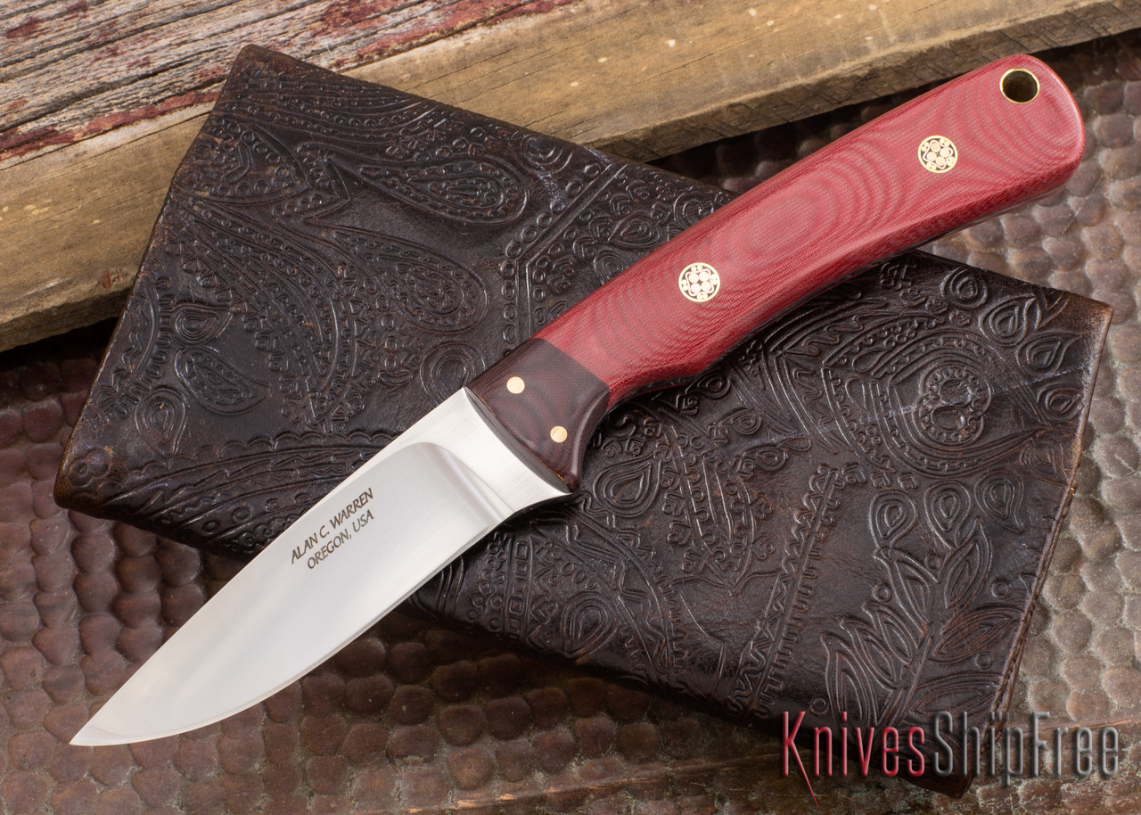 Alan Warren Knives: #1866 Custom Neck Knife - Red Linen Micarta ...