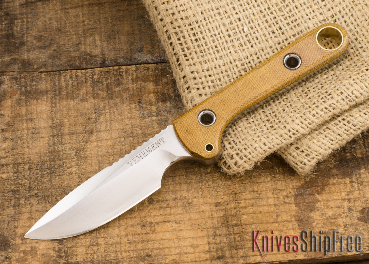 Vehement Knives: Grunt #313 Natural Micarta - Satin