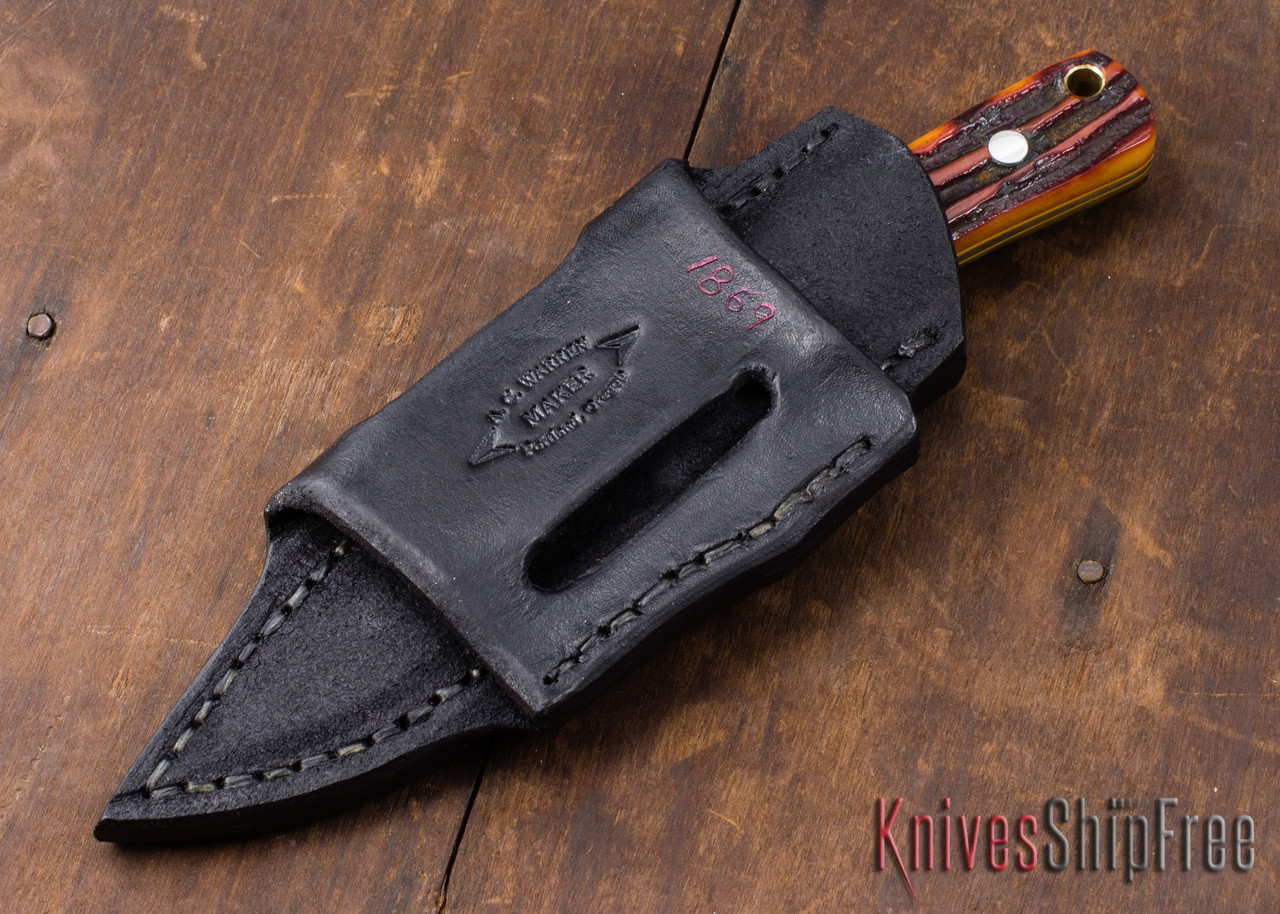 Alan Warren Knives: #1869 Custom Neck Knife - Amber Jigged Bone ...