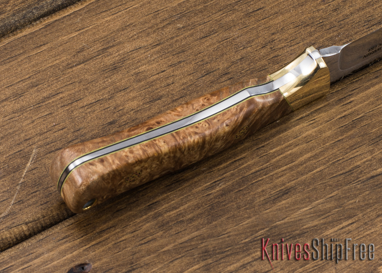 Alan Warren Knives: Custom Neck Knife #1871 - Maple - Bronze Bolster ...