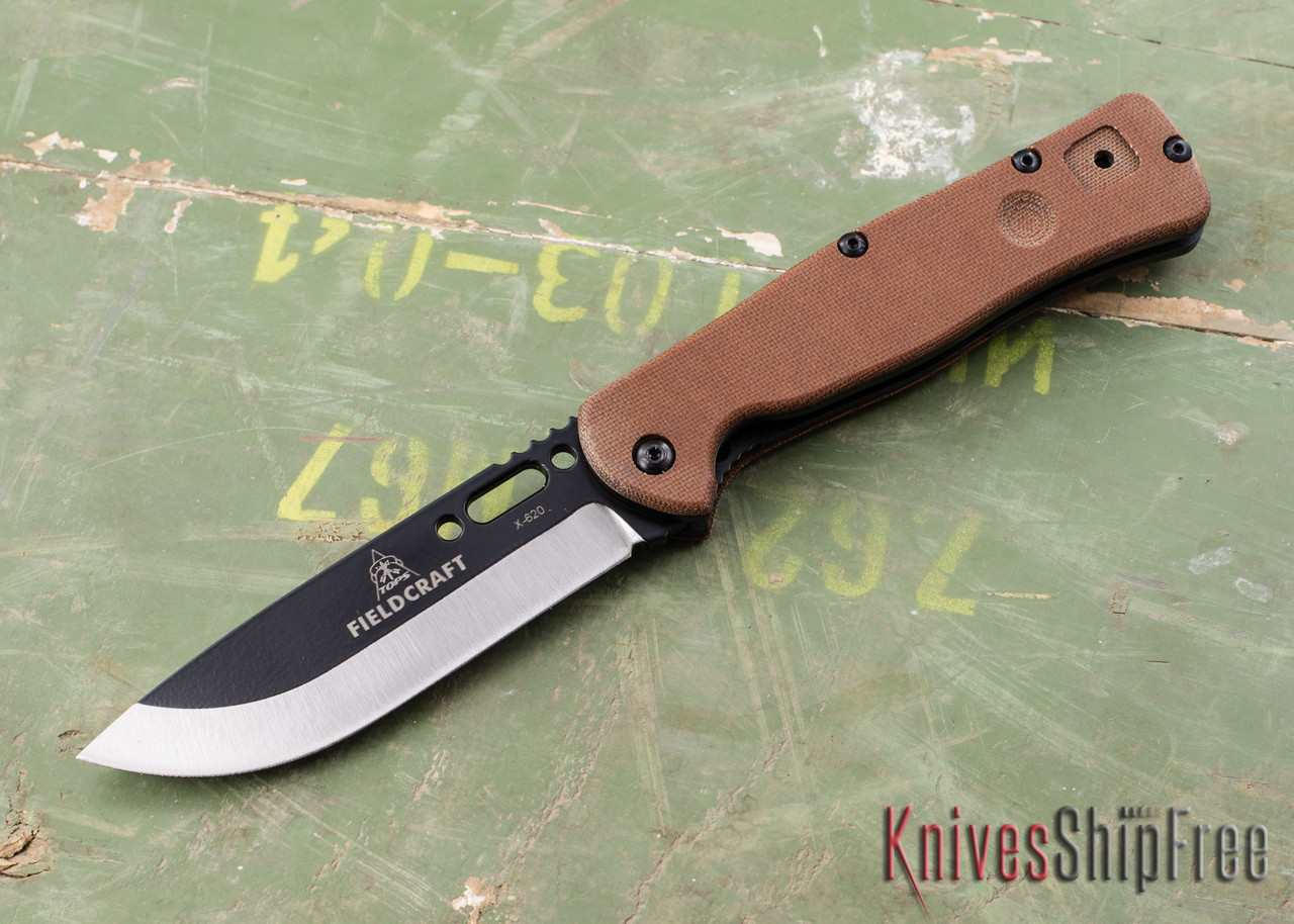 TOPS Knives: Fieldcraft Folder - Tan Canvas Micarta
