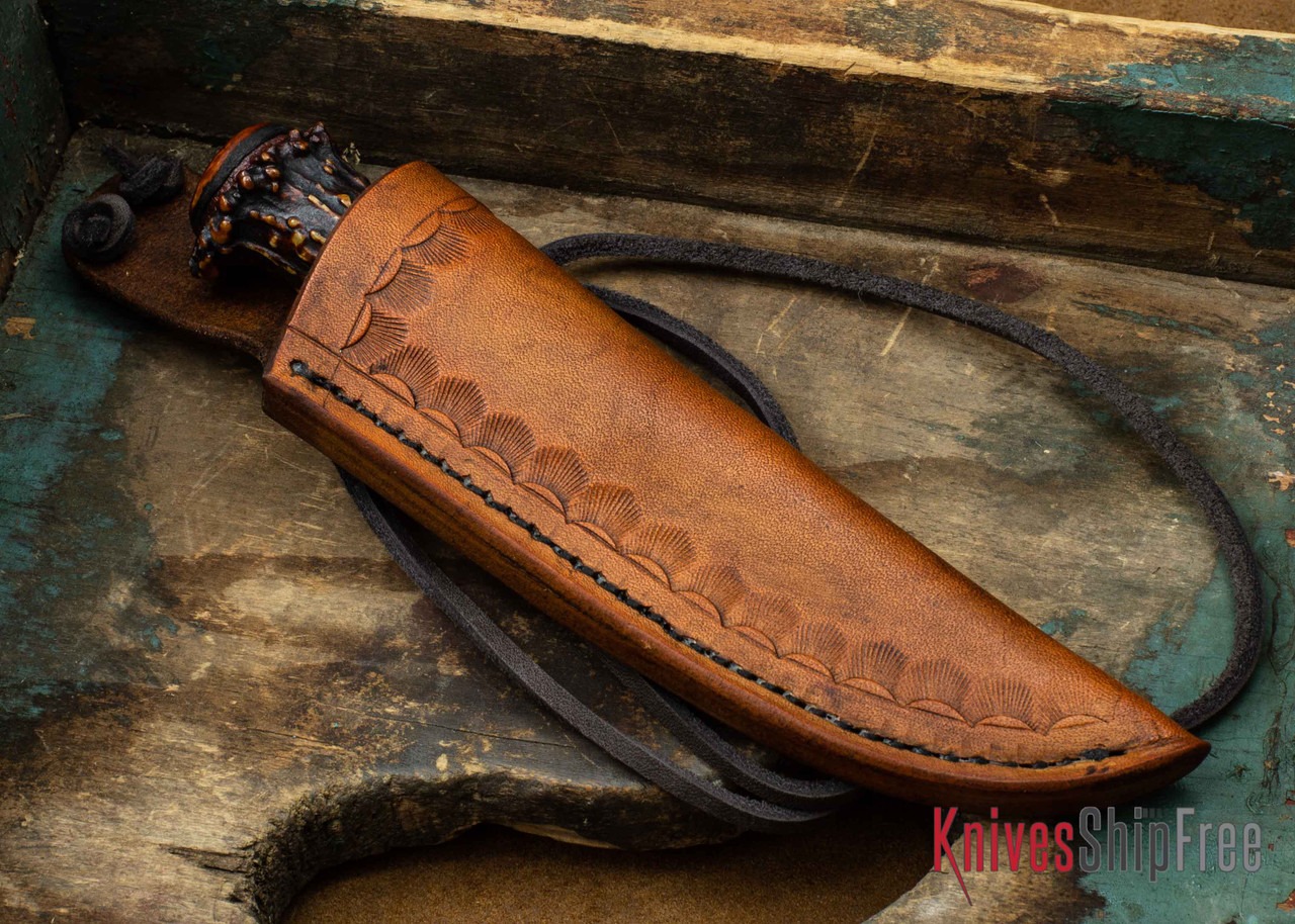 Cross Knives: Patch Knife - Stacked Leather & Crown Stag
