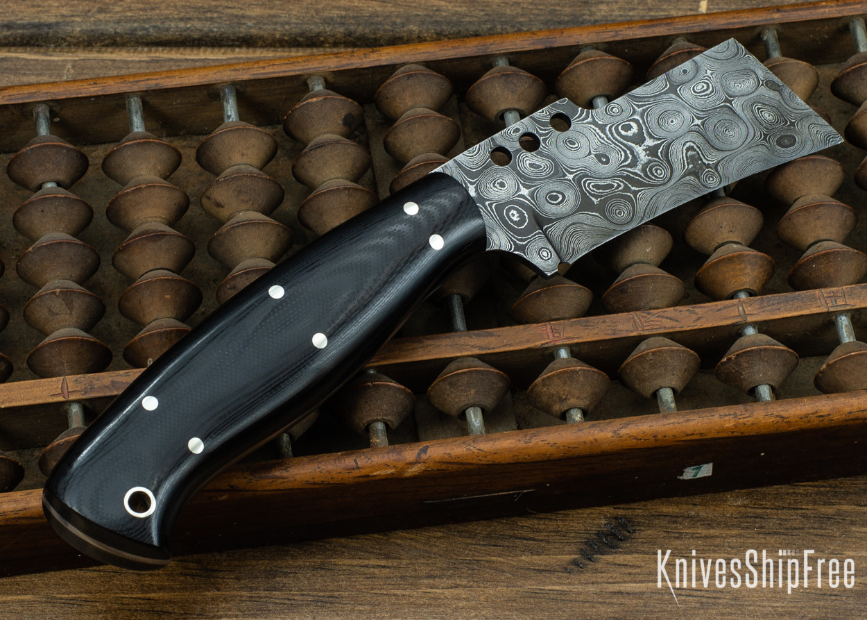 Cross Knives: Damascus Cleaver - Black G-10
