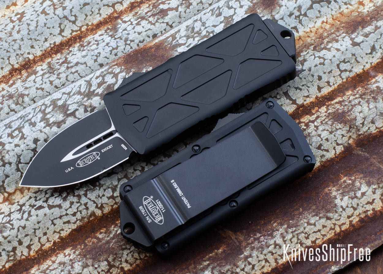 Microtech: Exocet - Auto OTF - Double Edge - Black Tactical STD Blade ...