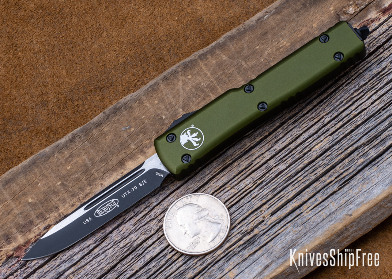 Microtech Utx 70 Auto Otf Single Edge Black Std Blade Od Green