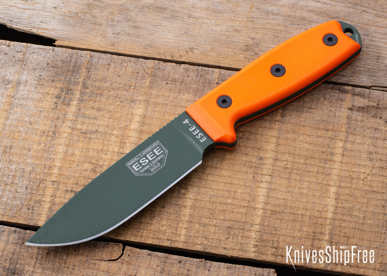 ESEE Knives: ESEE-4P-KO-OD - Green Blade - Orange G-10 - Knife Only