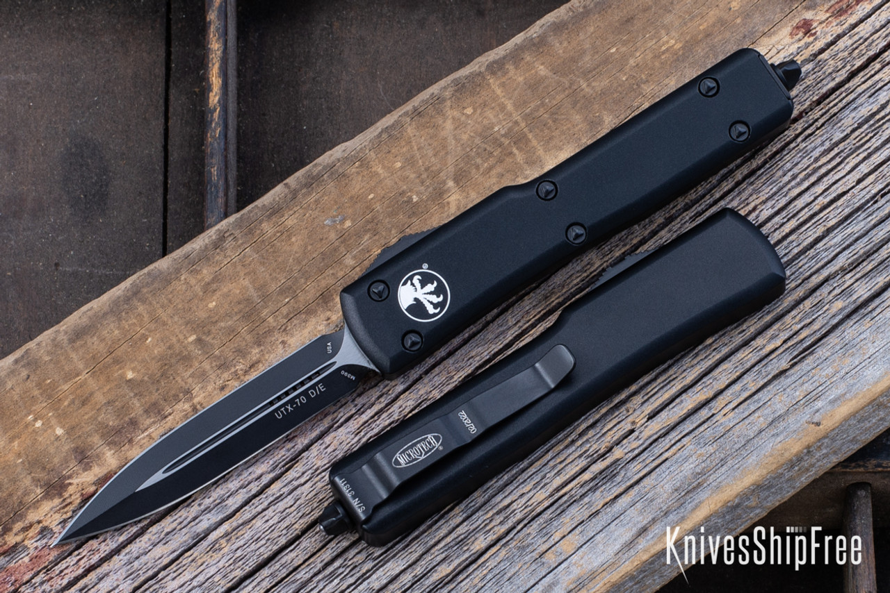 Microtech Utx 70 Auto Otf Double Edge Black Tactical Std Blade