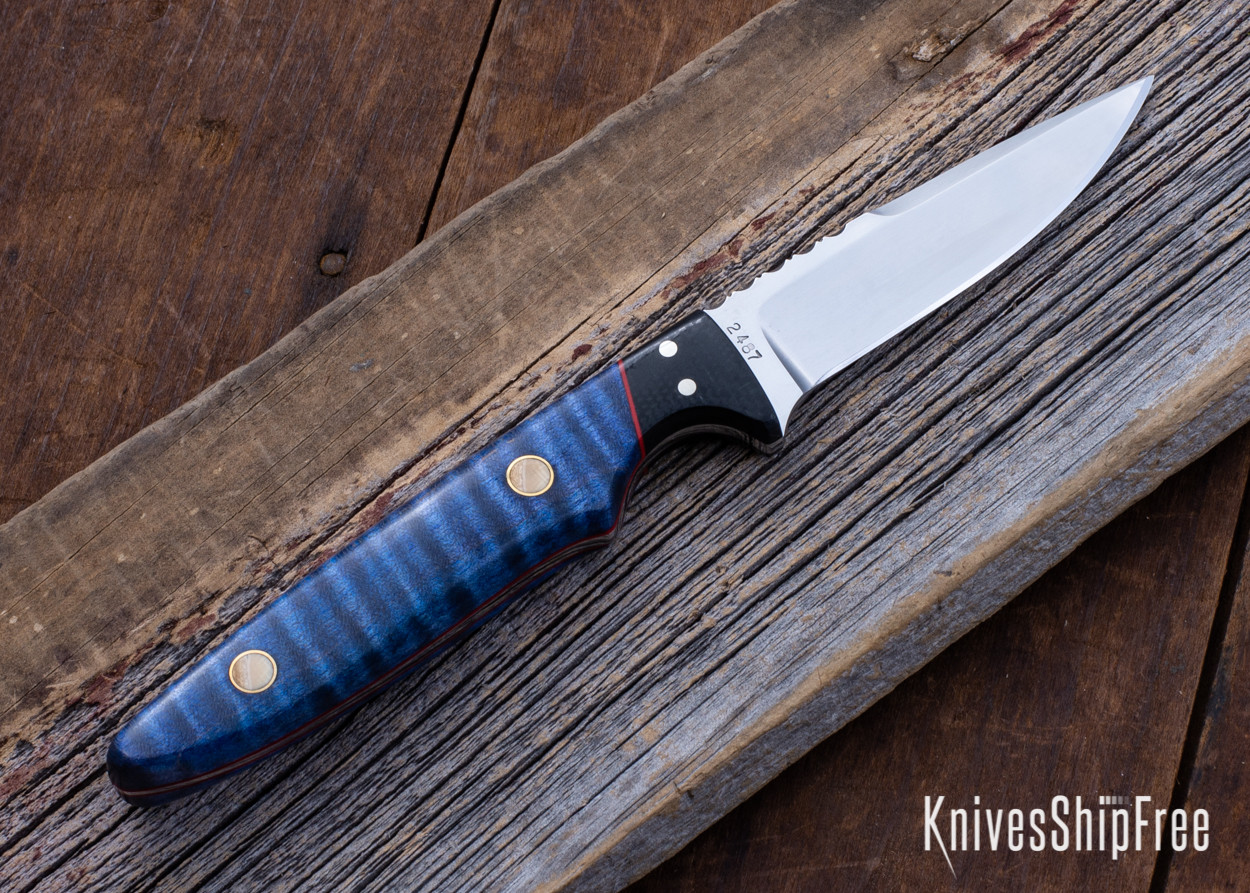 Alan Warren Custom Knives: #2487 Bird & Trout - Blue Curly Maple - G-10 ...