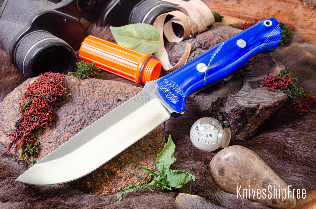 Bark River Knives: Bravo 1.25 - CPM 3V - Blue Cyclone Mesh