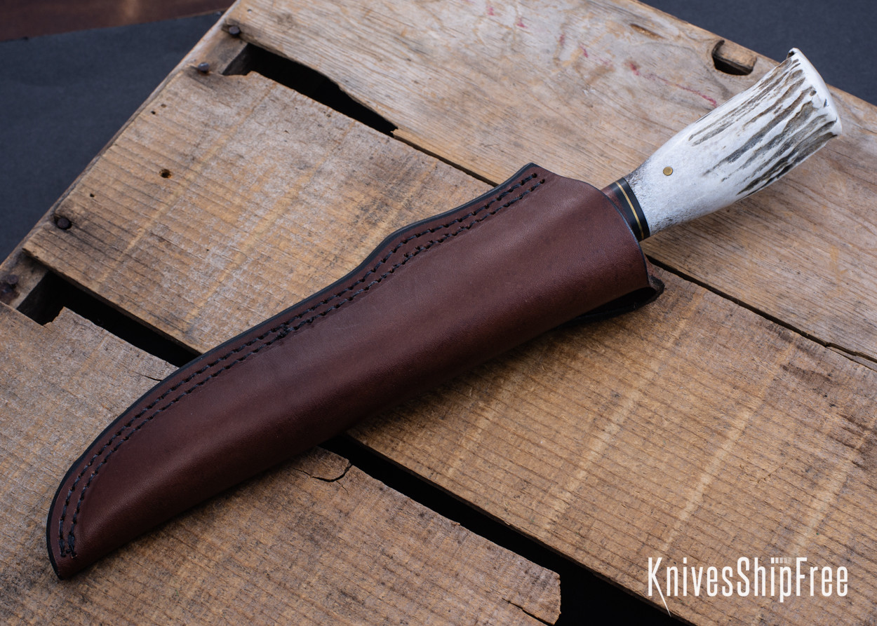 Scagel Knives: Custom Scagel - Stacked Leather & Stag