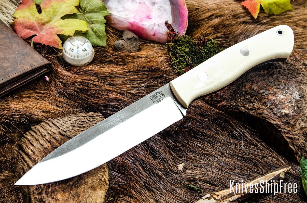Bark River Knives: Aurora II - CPM 3V - Ivory Micarta G-10 - Gray Liner