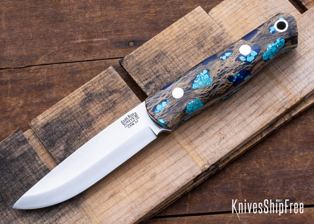 Bark River Knives: Bushcrafter II - CPM 3V - Blue Cholla Cactus with ...