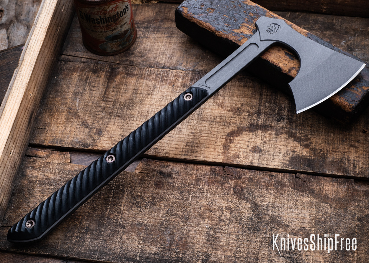 RMJ Tactical: Raven - Textured Black G-10 - 80CrV2 - Tungsten Gray Cerakote