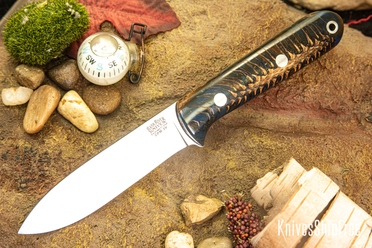 Bark River Knives: Mini Kephart - CPM 3V - Blue & Copper Pinecone