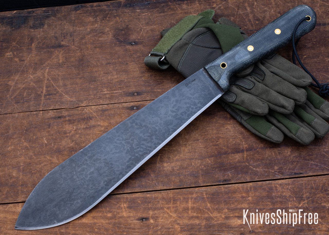 L.T. Wright Knives: Overland Machete - Black Micarta - Matte - 1075 Tool Steel