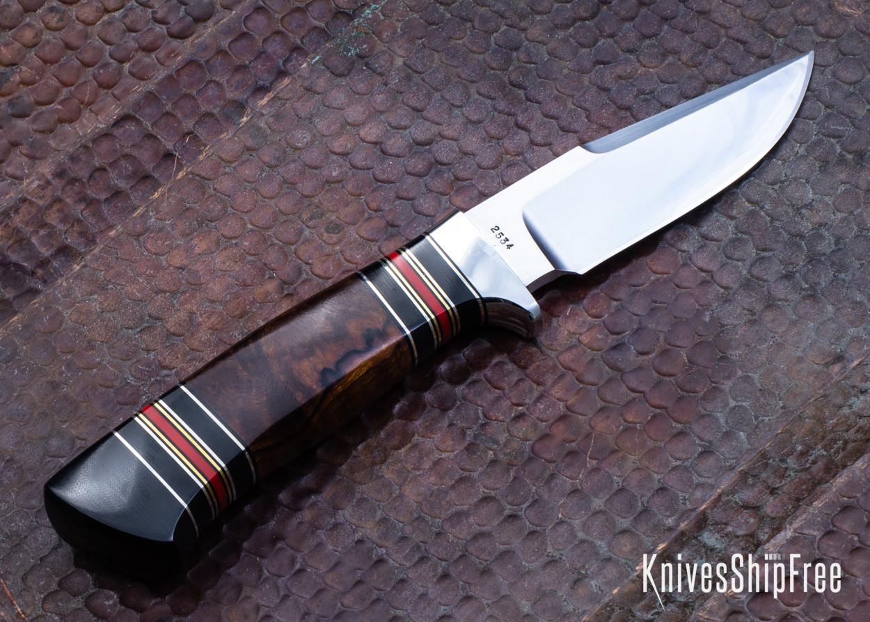 Alan Warren Custom Knives: #2534 Utility Hunter - IronwoodBurl - Red ...