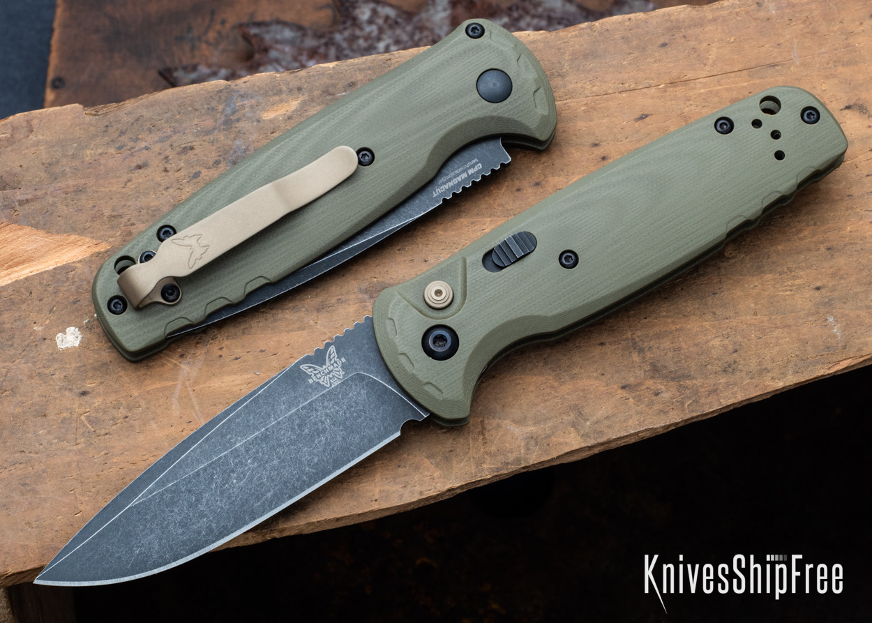 Benchmade Knives: 4300BK-02 CLA - Push-Button Auto - OD Green G-10 ...