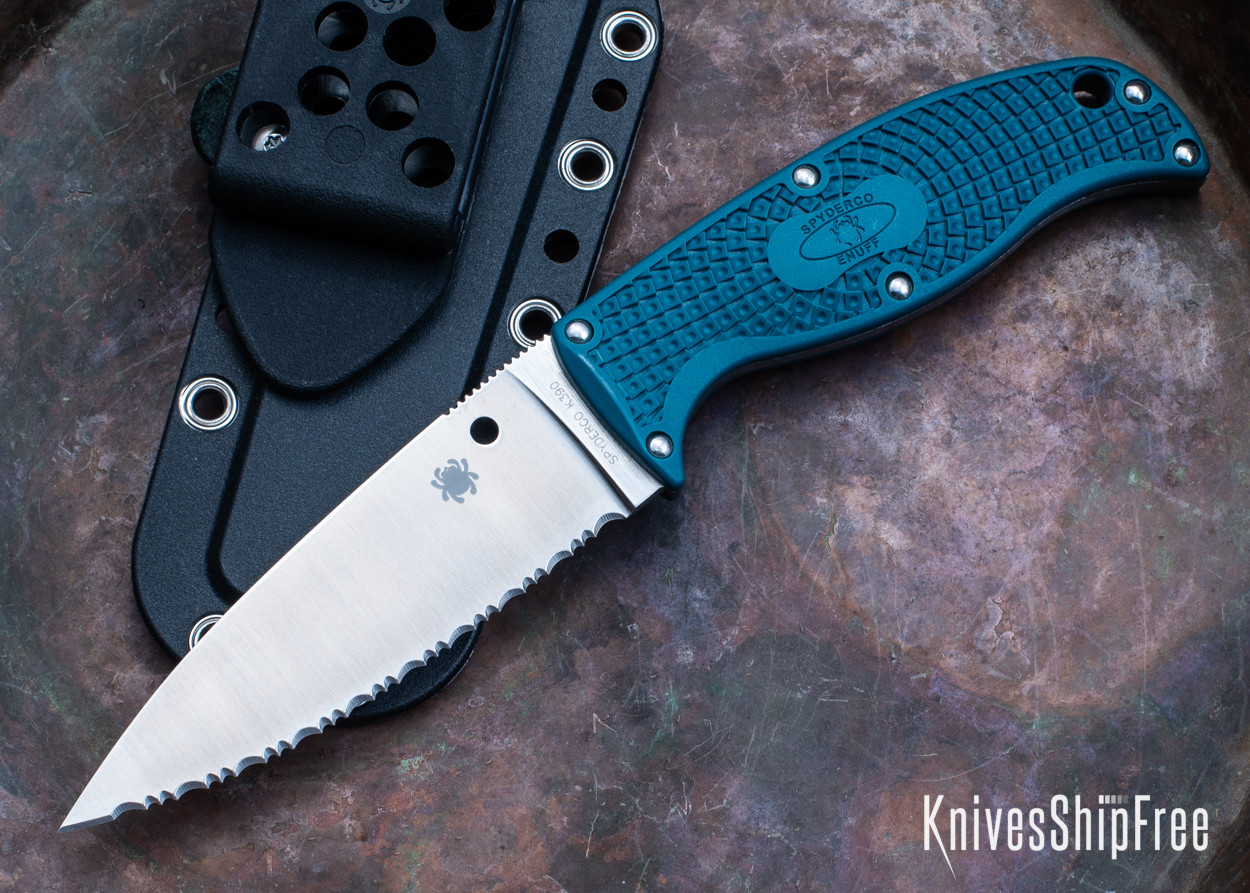 Spyderco: Enuff 2 Fixed Blade - Blue FRN - K390 - Serrated - FB31SBL2K390