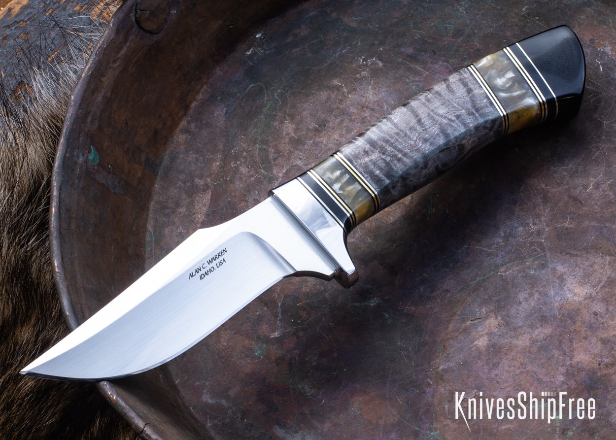 Alan Warren Custom Knives: #2540 Hunter - Curly Maple - Musk Ox, Black ...
