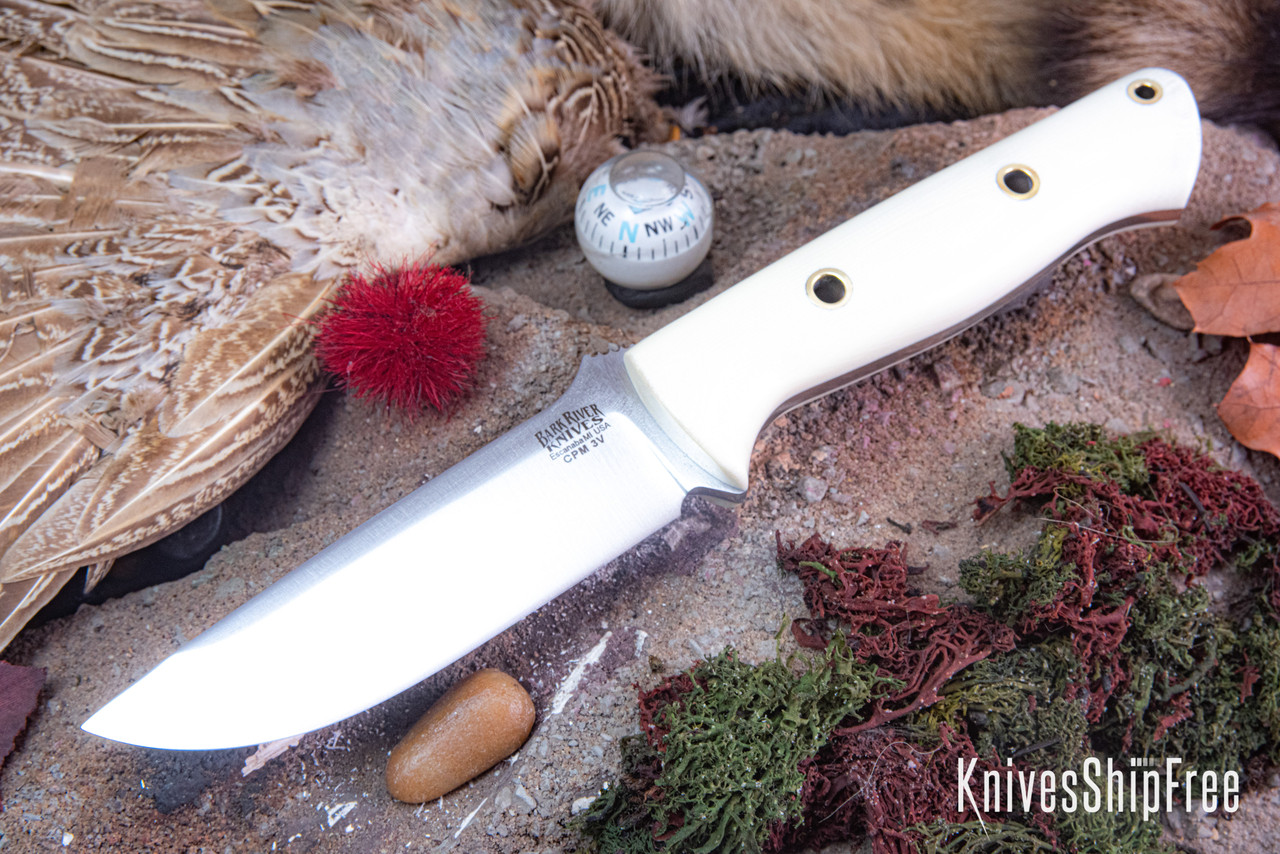 Bark River Knives: Bravo 1 LT - CPM 3V - Ivory Micarta G-10 - Hollow ...