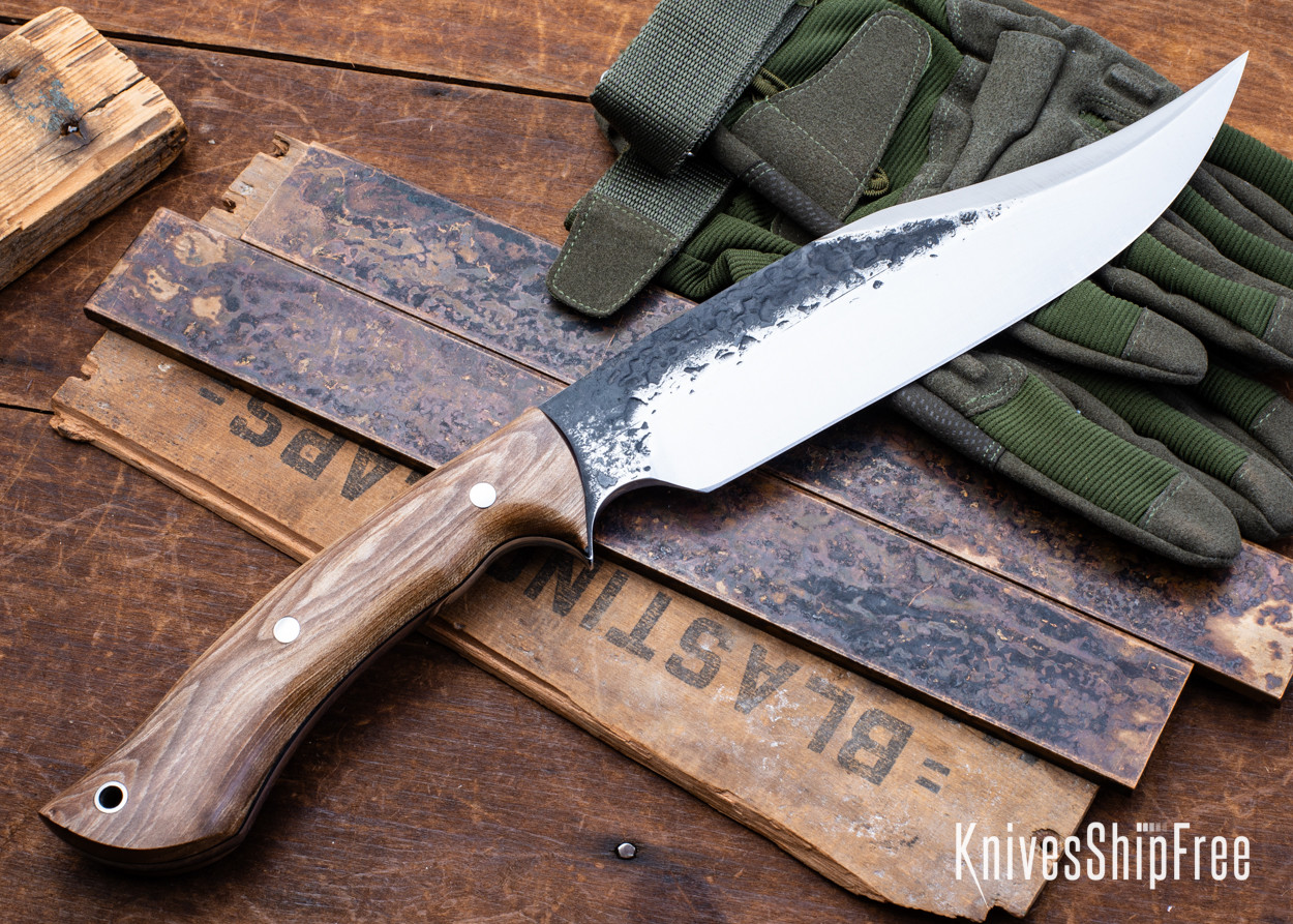 Lon Humphrey Knives: Gunfighter Bowie - Forged 52100 - Curly Maple ...