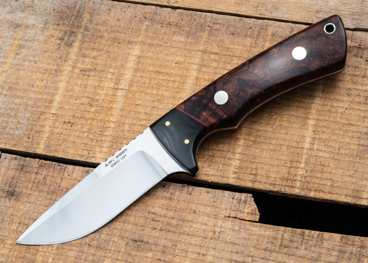 Alan Warren Custom Knives: #2538 Drop Point Hunter - Ironwood Burl ...